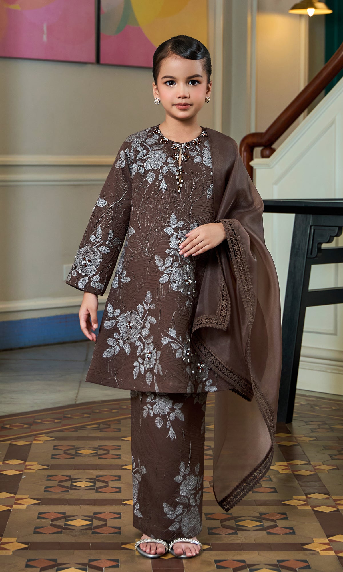 Felicia Kurung Kids in Rich Brown