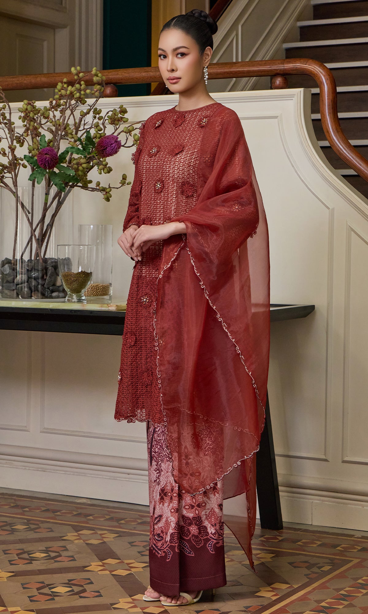 Gloria Kurung in Burnt Maroon