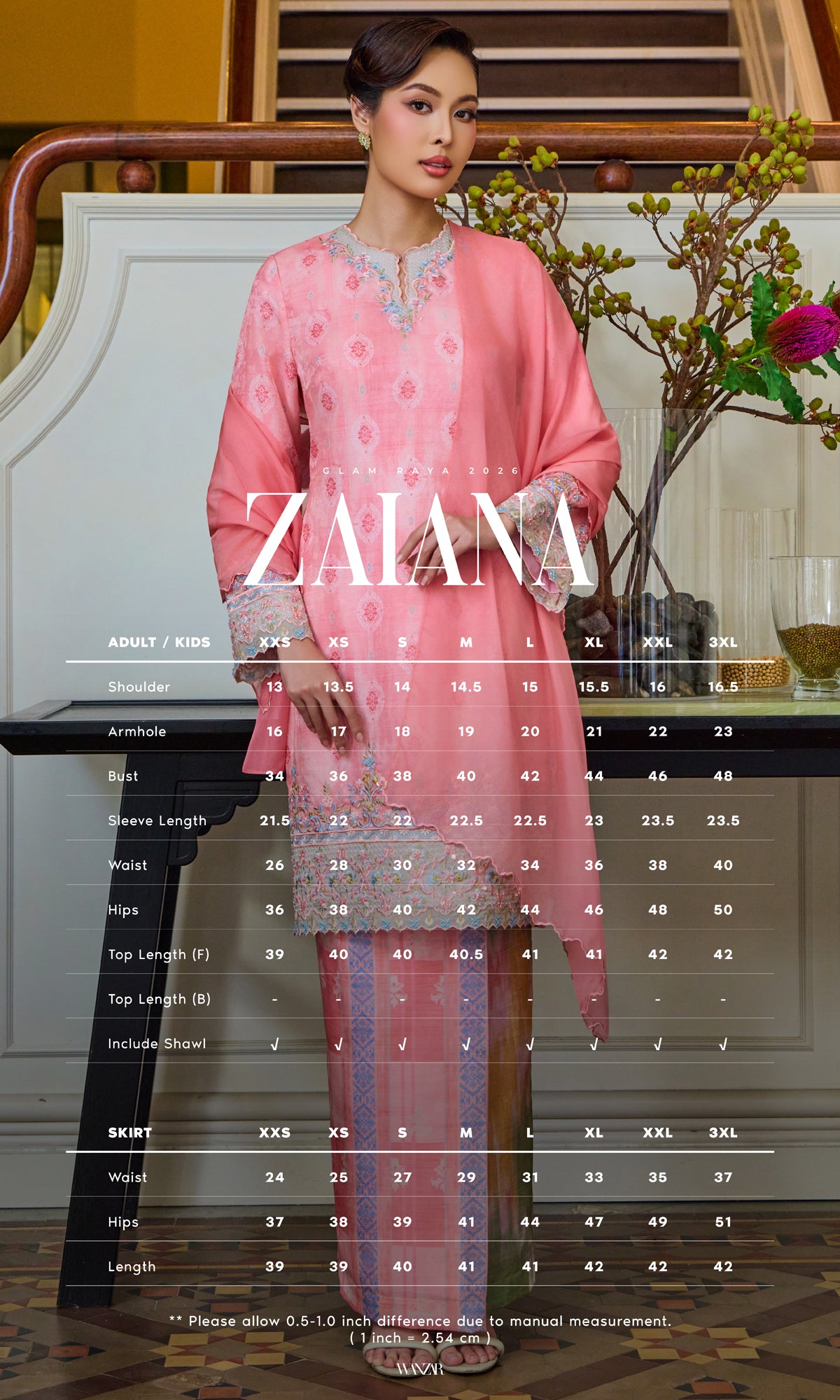 Zaiana Kurung in Pink